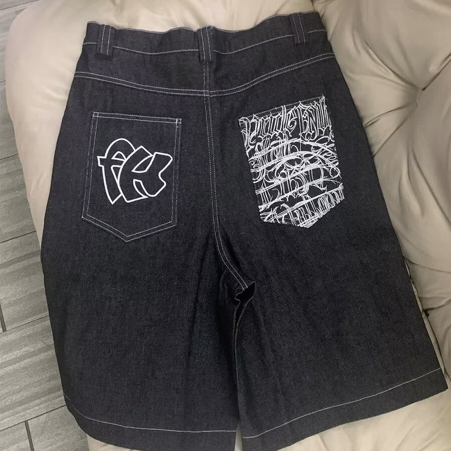 ED COD Wexwear Trendy Brand Vintage Baggy Jeans shorts Men Harajuku ...