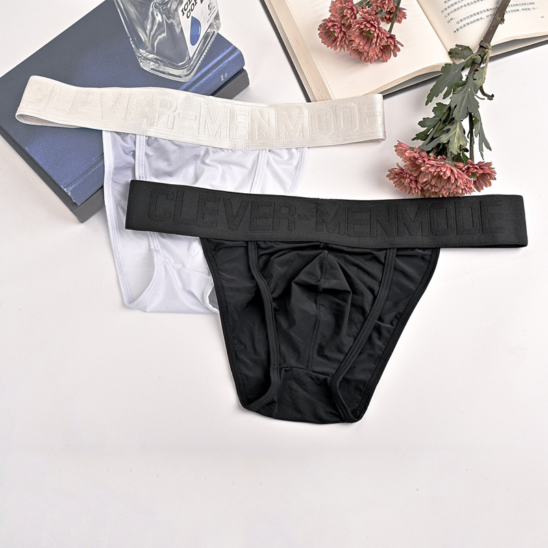 Adult Men's Underwer Ice Silk Side Slit Panties Soft Transparent Sexy ...
