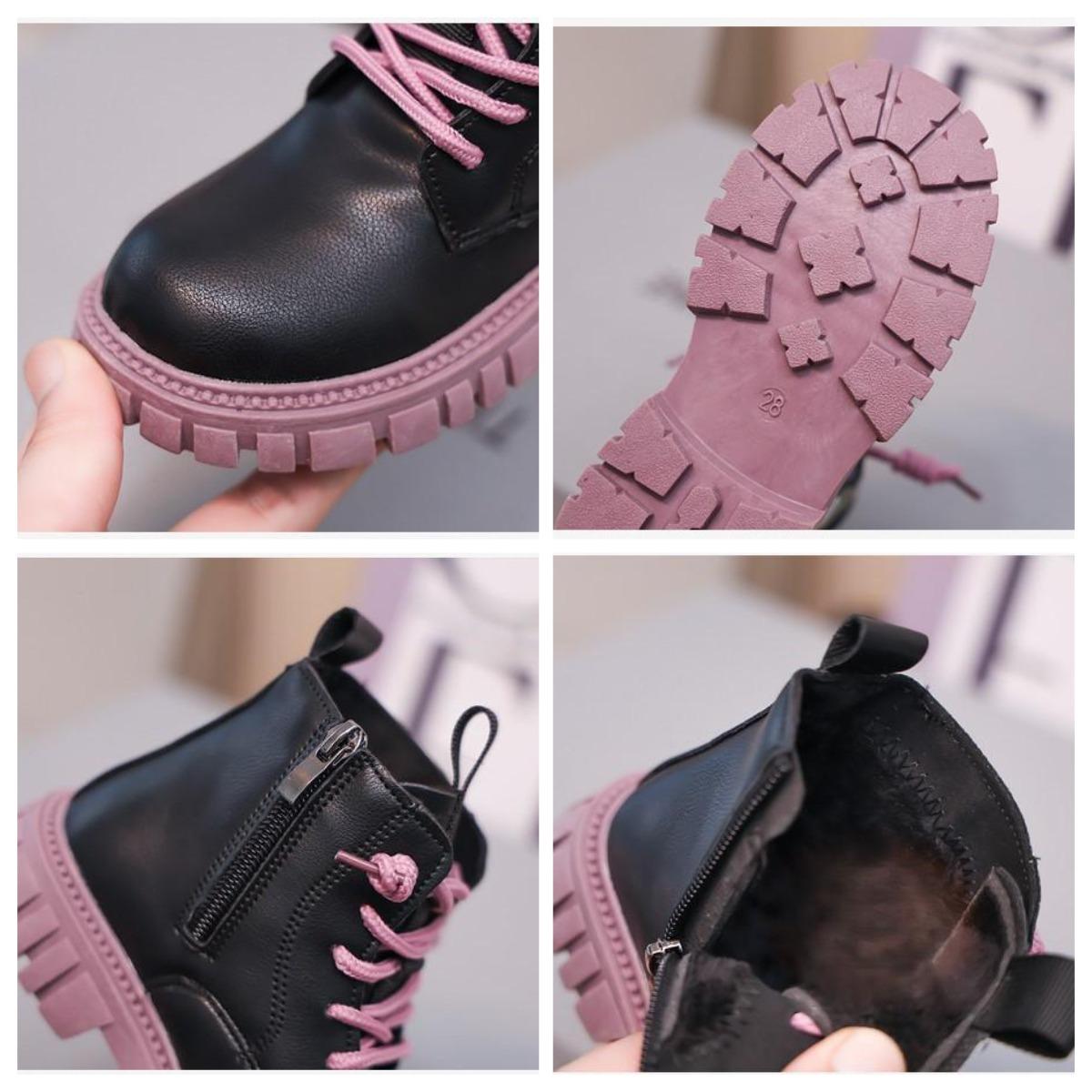 NINI Kuromi Black Boots for Kids Girls Cartoon Leather Martin Boots ...