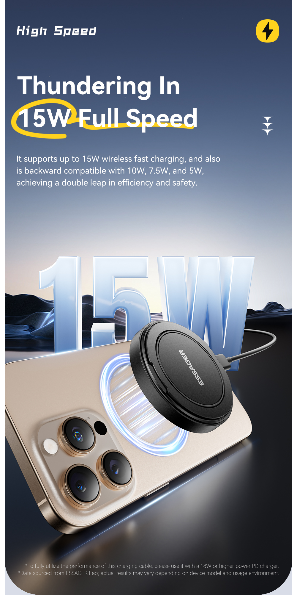 ESSAGER 15W Magnetic Wireless Charger Stand 2-in-1 Charging Stand For ...