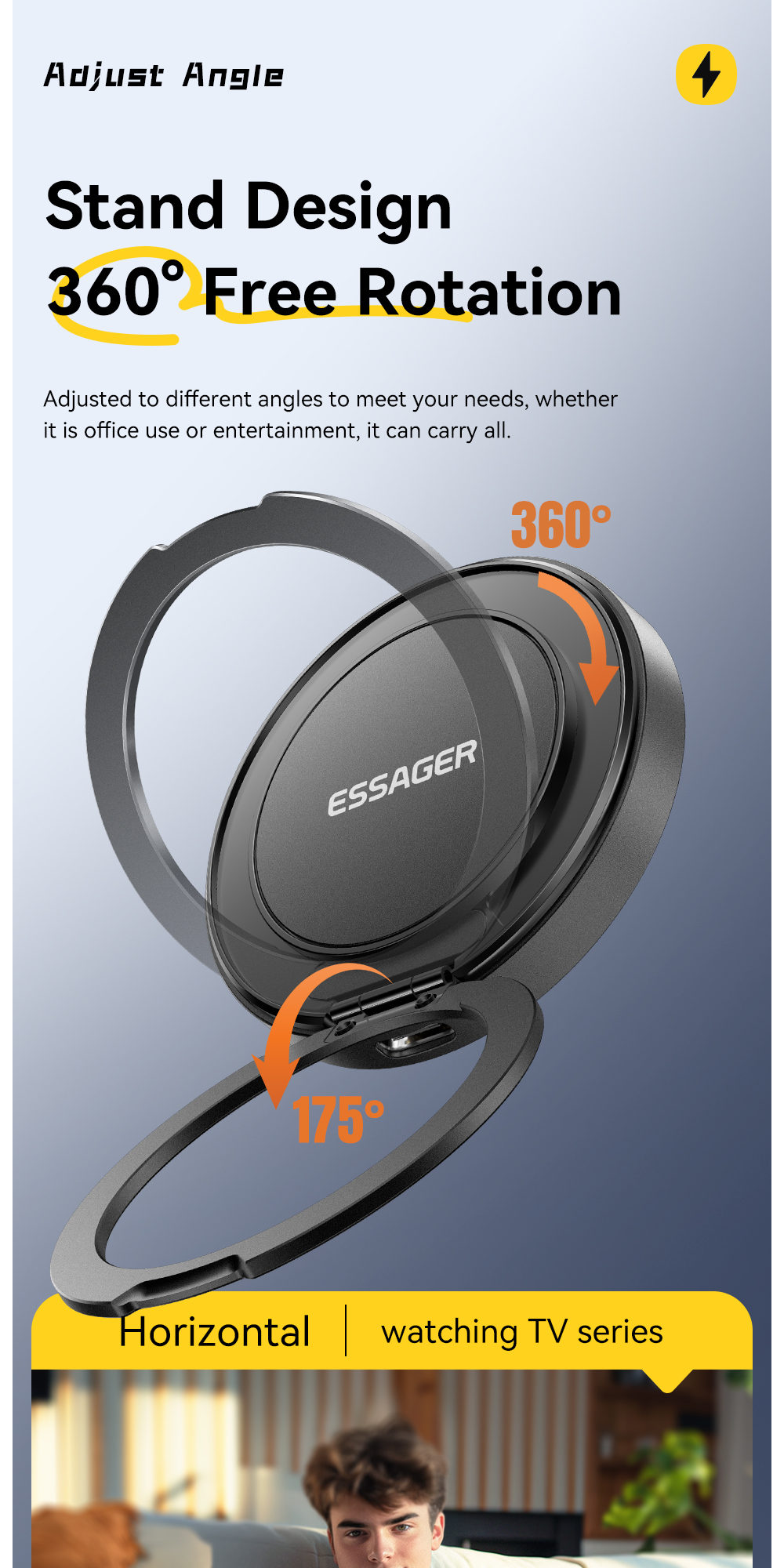 ESSAGER 15W Magnetic Wireless Charger Stand 2-in-1 Charging Stand For ...