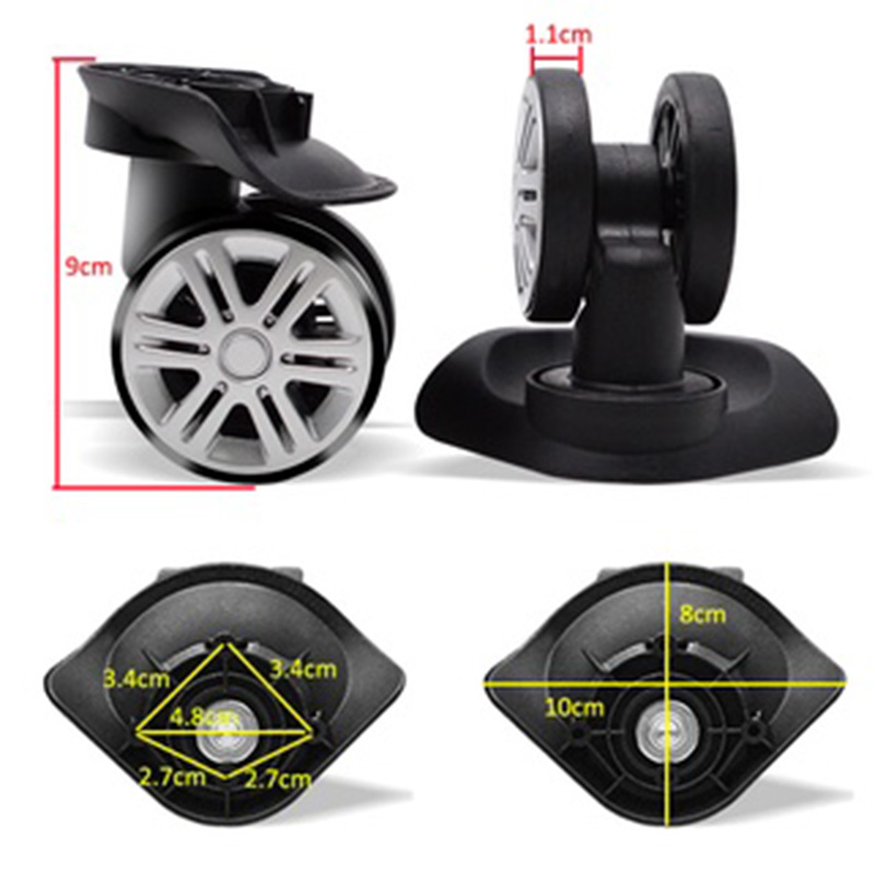 1Pair 2pcs A19 Silent Double Ball Bearing Luggage Replacement Wheels ...