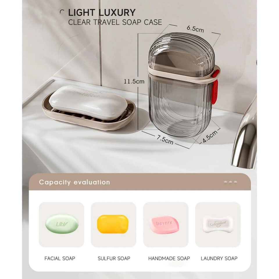 Portable Soap Box Transparent Travel Soap Case Sealed Household Drain ...