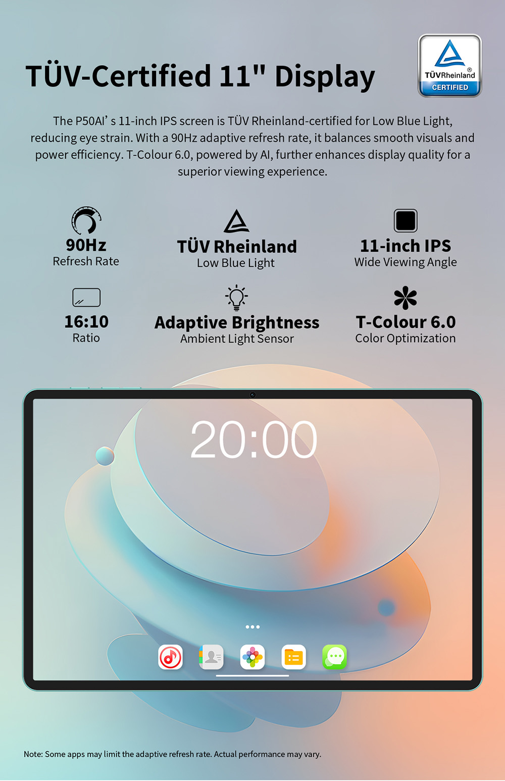 TECLAST P50 AI 11"Tablet FHD Display Android 15 A733 Octa-Core 16GB(6 ...