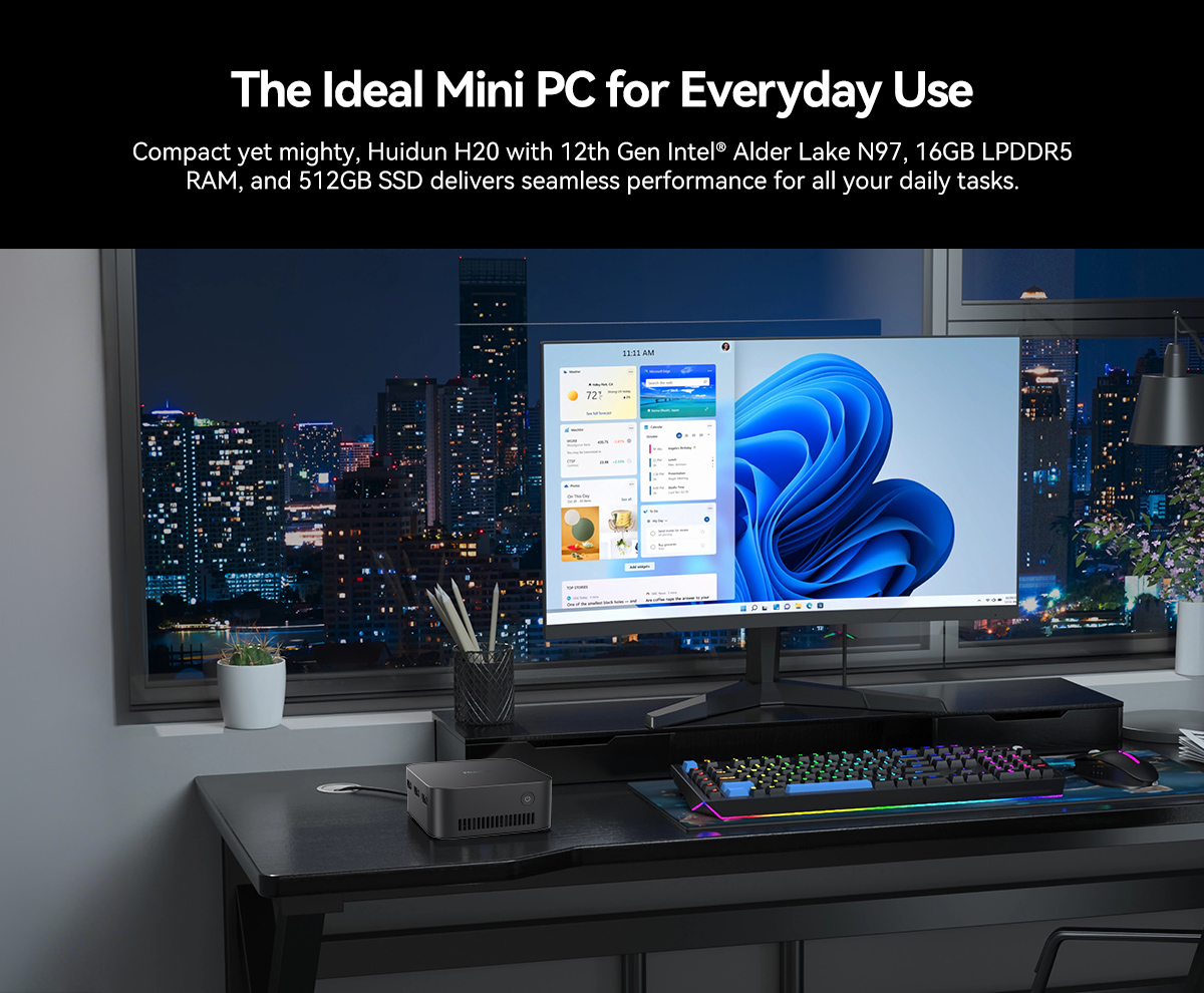 Huidun H20 Mini PC 12th Gen Intel Alder Lake N97 16GB DDR5 512GB SSD ...