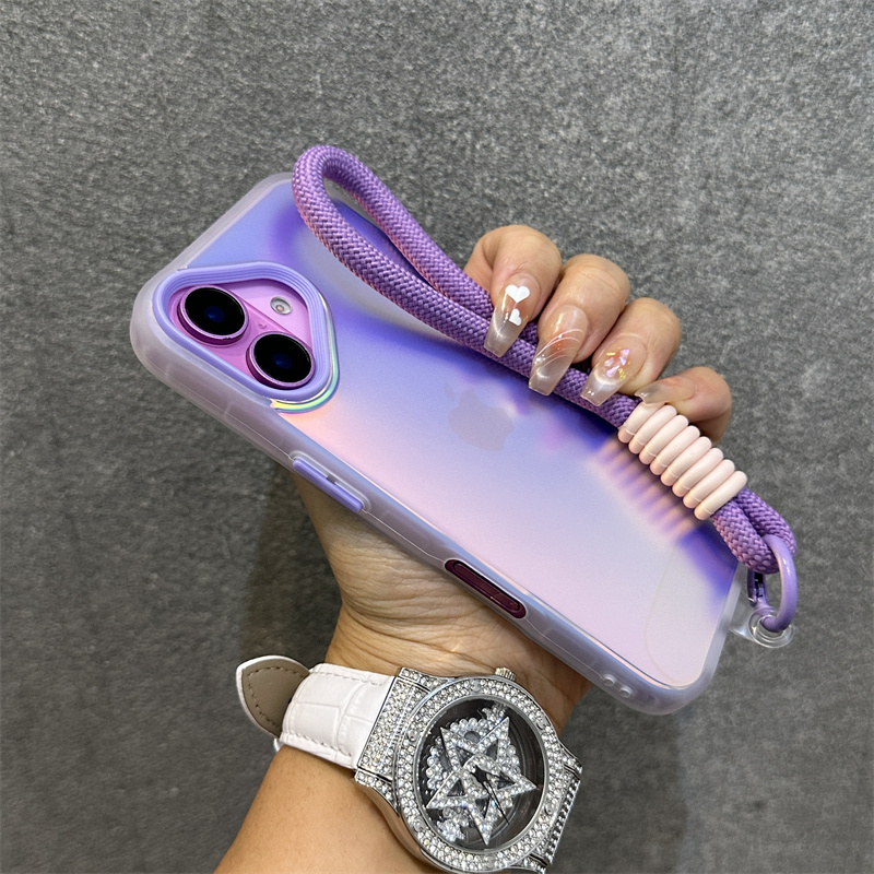 【with lanyard】Matte Aurora Gradient translucent phone case for iPhone ...