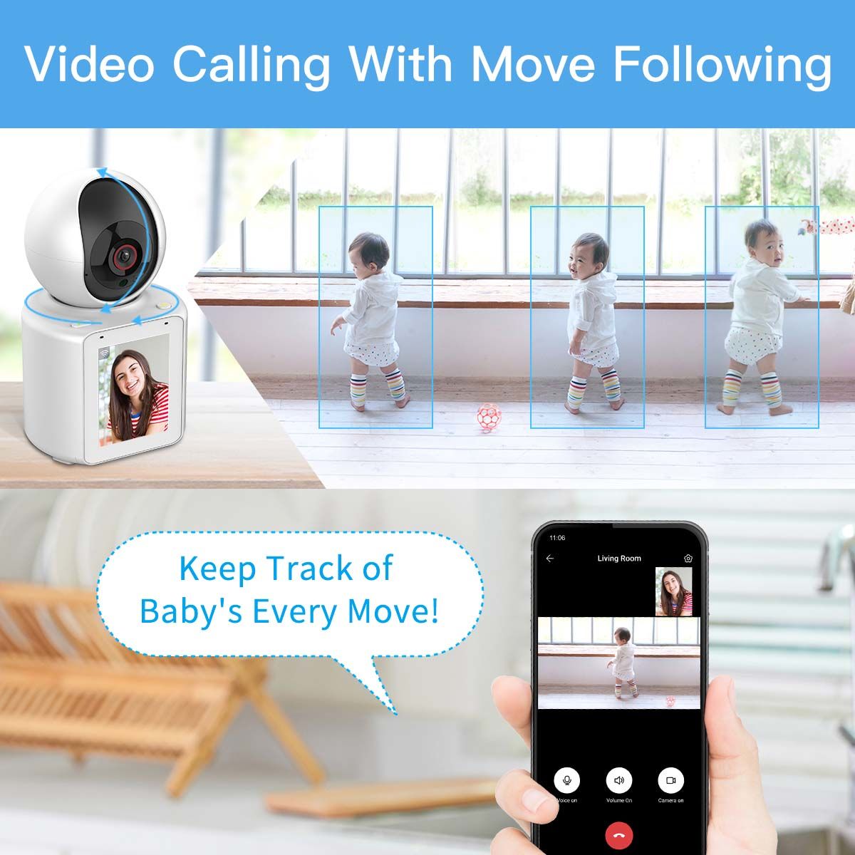 Wireless 5K 360-degree night vision two-way voice in-room smart home ...