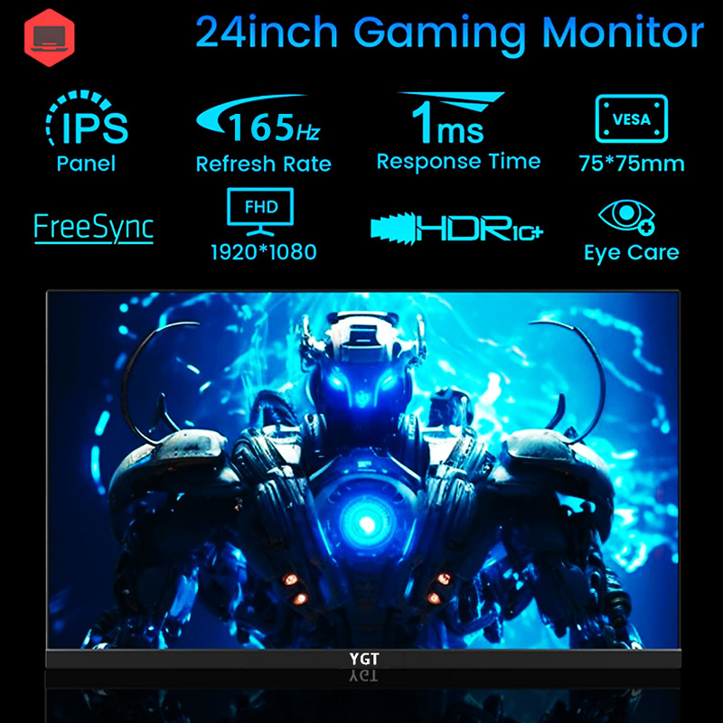 YGT 24 Inch Monitor 165Hz IPS Framless Flat FHD 1080P 24'' Gaming ...