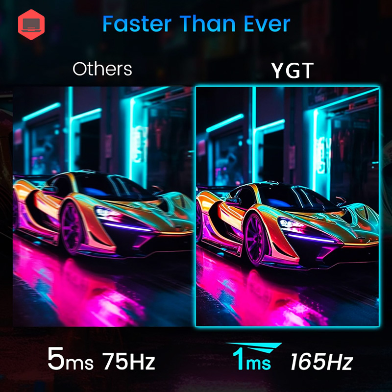 YGT 24 Inch Monitor 165Hz IPS Framless Flat FHD 1080P 24'' Gaming ...