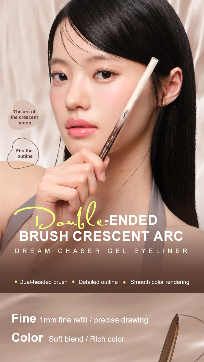 UKISS Gel Eyeliner Pencil Dual Headed with Eyeliner Brush Waterproof ...