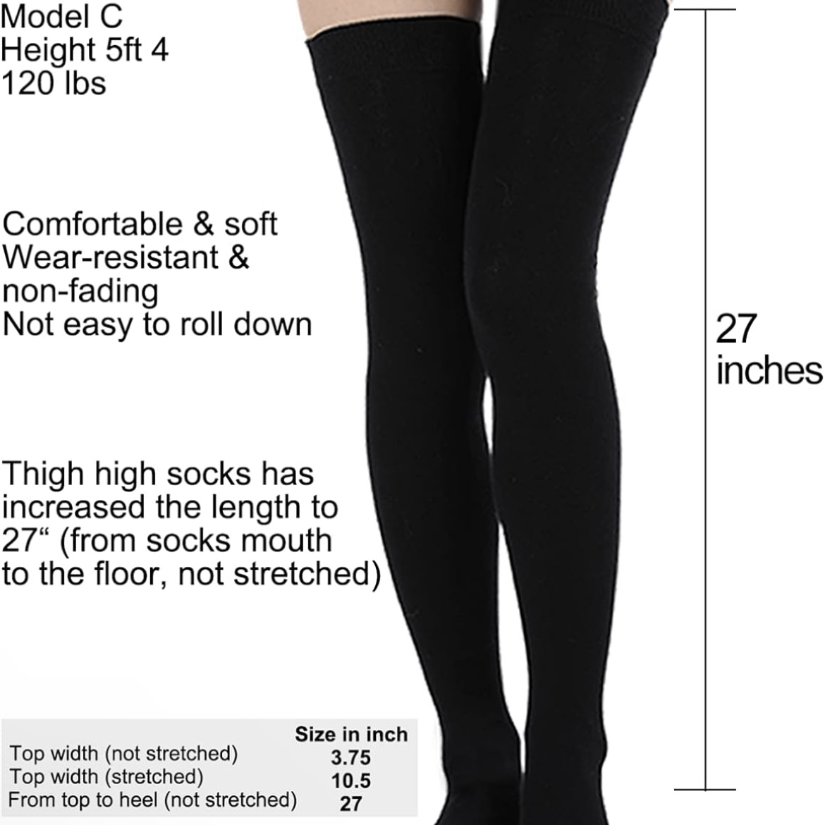 Fashion Forward Over the Knee Socks - Breathable Stretch Fabric, 2 ...