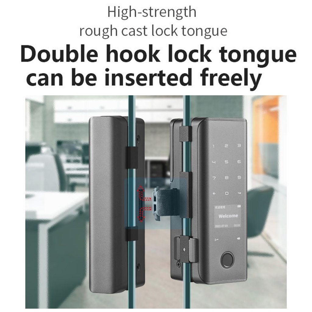 Tuya Smart Glass Door Lock No Hole Access Lock Fingerprint Lock ...