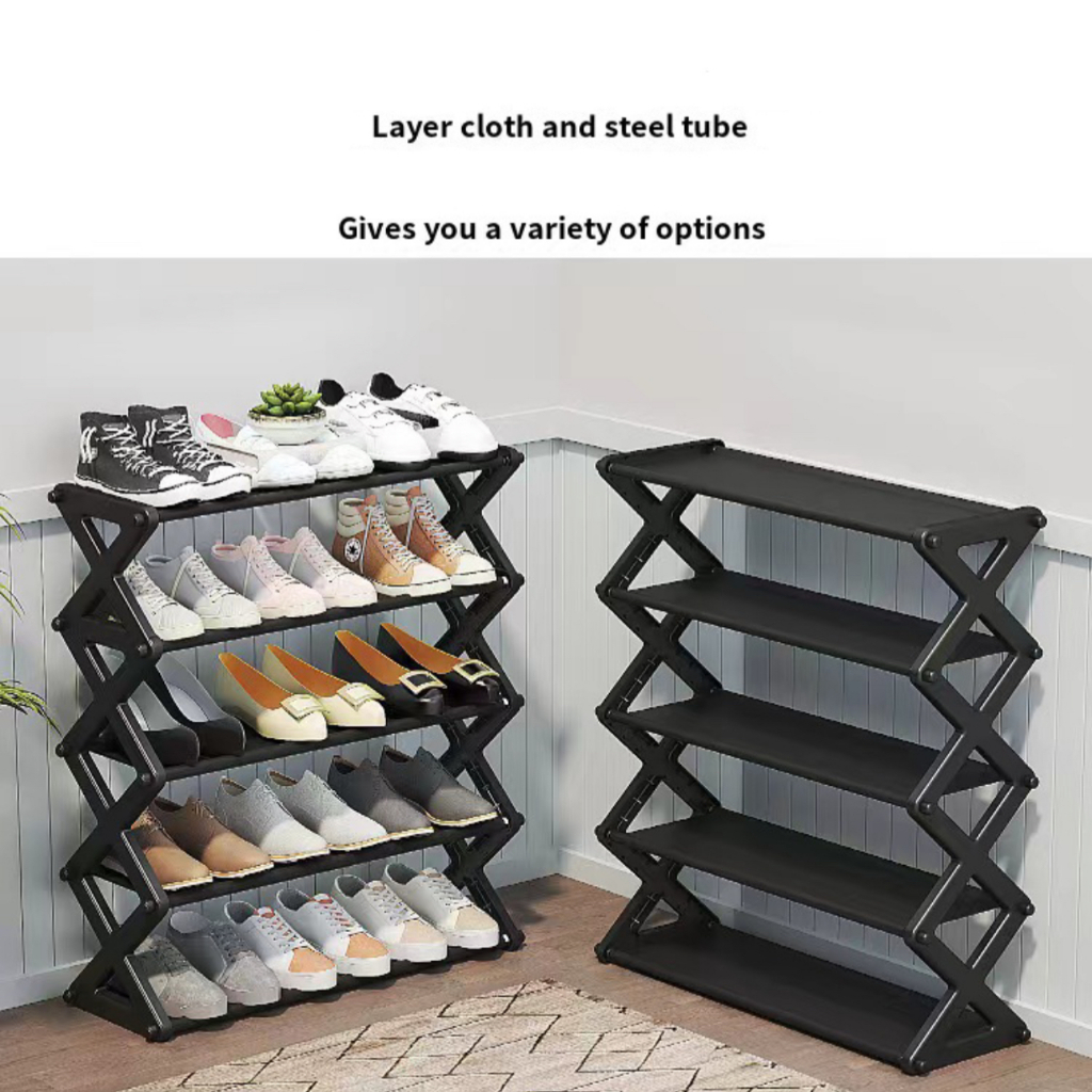 Foldable Shoes Rack Tier Colored Stackable Stainless steel Shoes ...