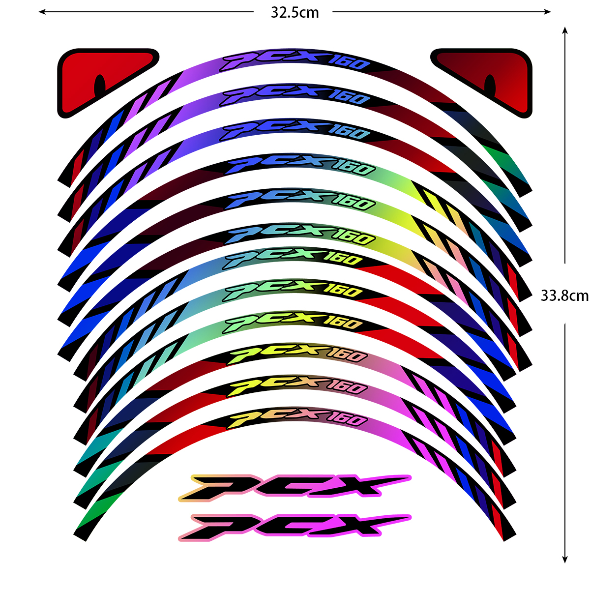 1Set/Honda PCX 160 Moto Wheel hub Sticker PCX160 mags Stripe Rim Decor ...