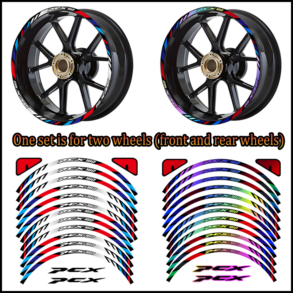 1Set/Honda PCX 160 Moto Wheel hub Sticker PCX160 mags Stripe Rim Decor ...