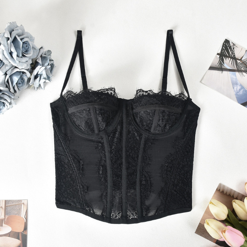 Gather tight corset, eyelashes, lace lace lace, see through suspender, waist cinching top ...