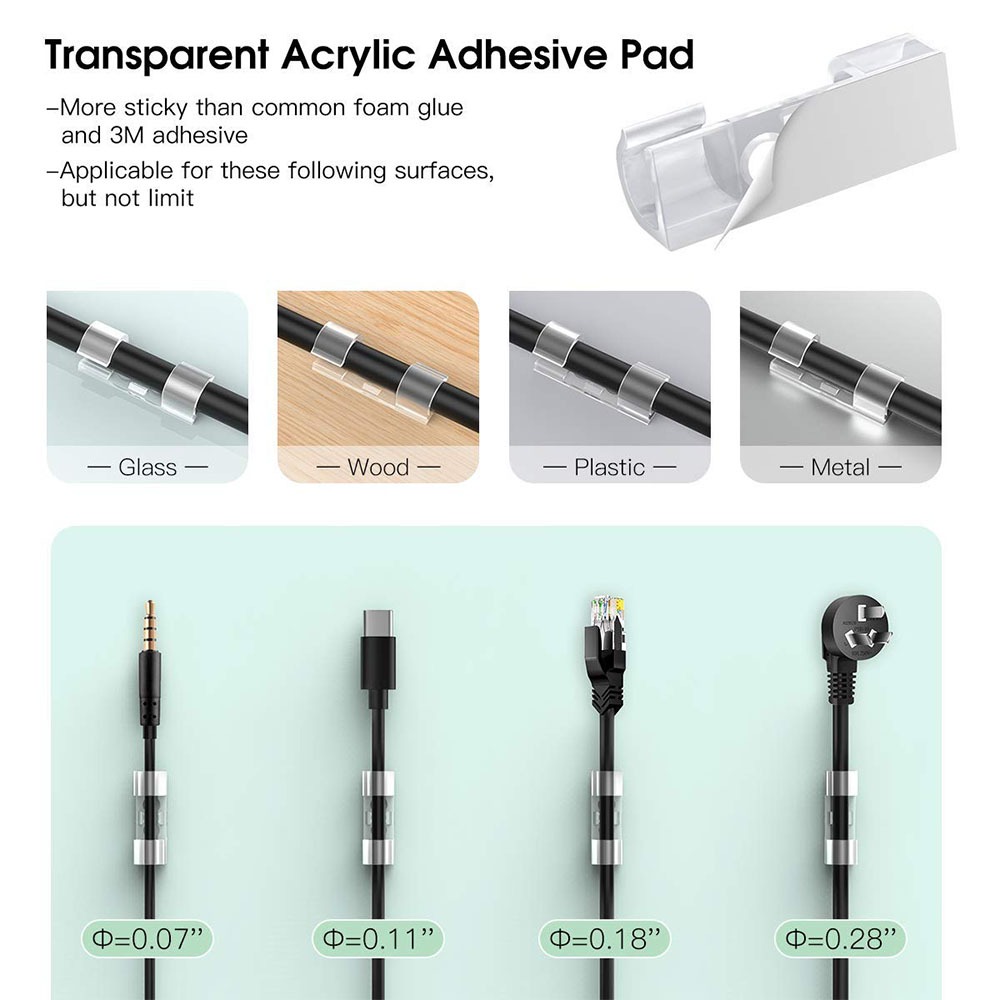 20PCS Cable Organizer Clips Cable Management Desktop &Workstation Wire ...