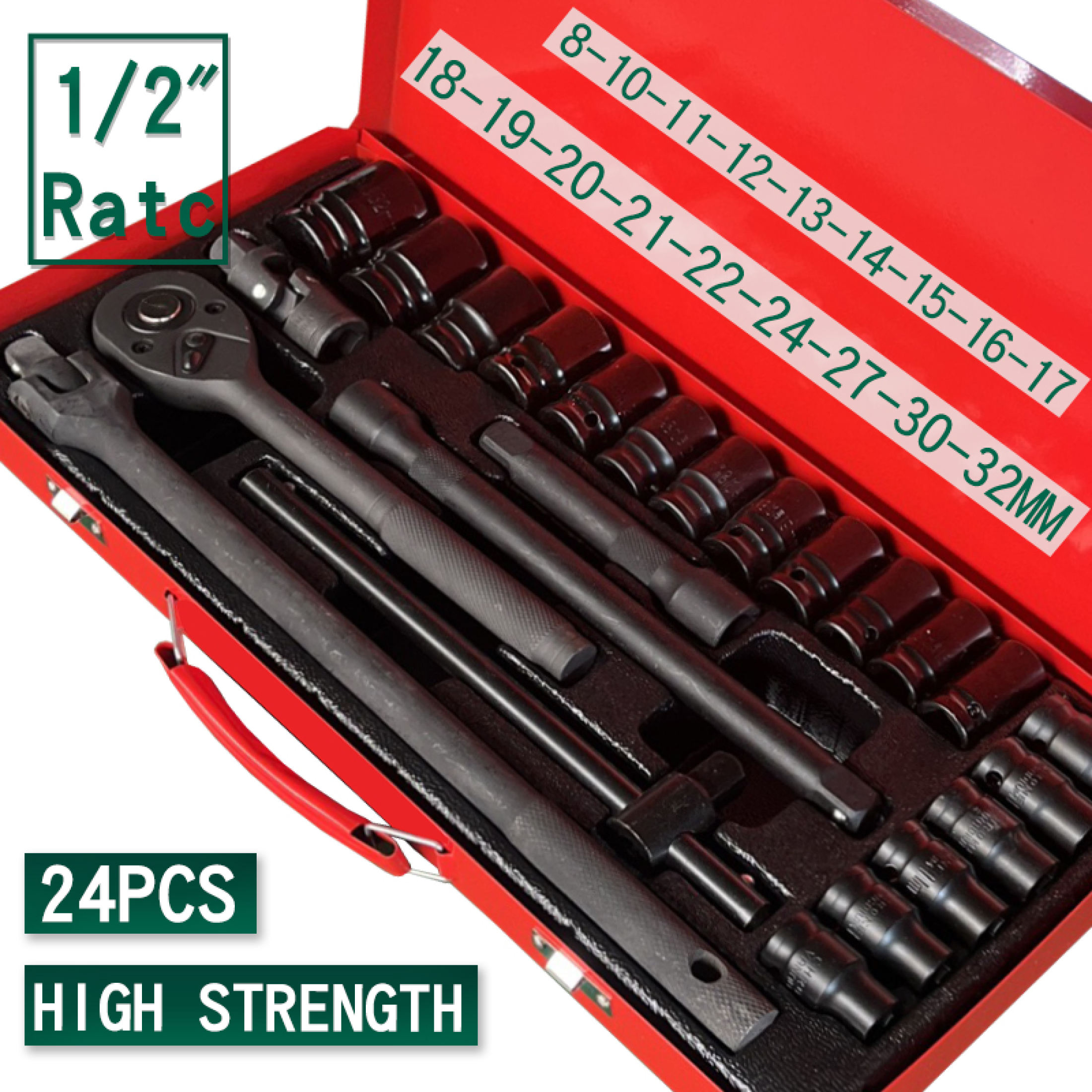 【COD+24 Hrs Delivery】24PCS Automotive Tools Set For Car/Truck Repair 1/2 Drive Flyman Torque ...