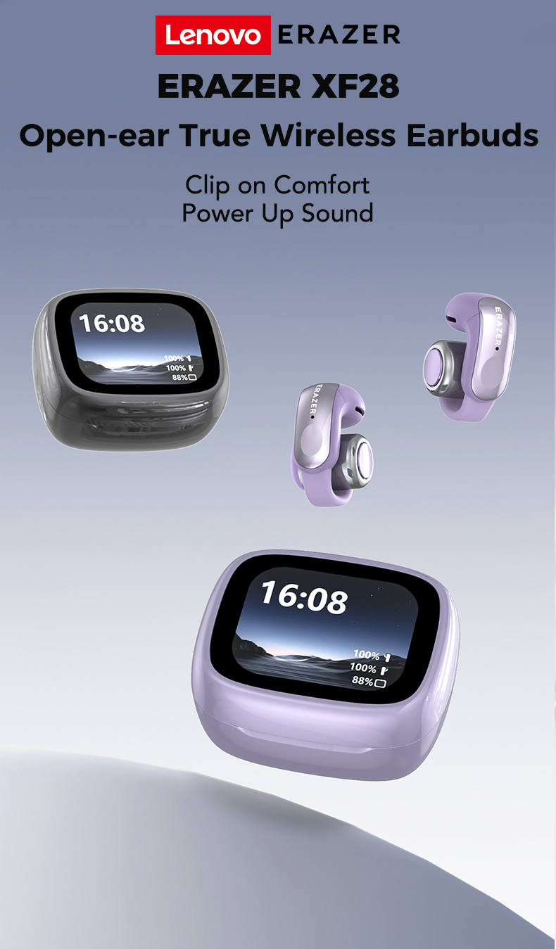 Lenovo ERAZER XF28 Al Smart Real-Time Translation Wireless Earphones Bluetooth 6.0 With LED ...