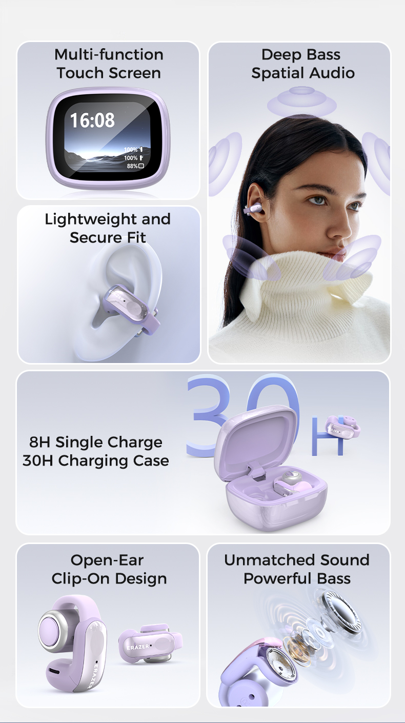 Lenovo ERAZER XF28 Al Smart Real-Time Translation Wireless Earphones ...