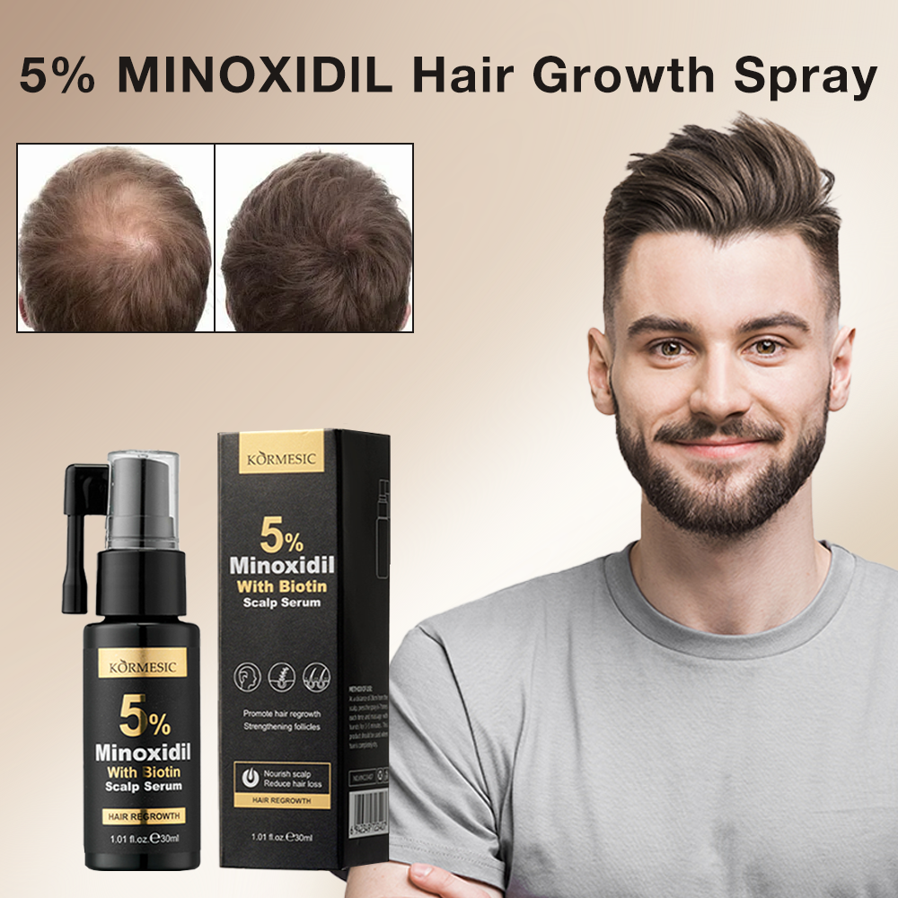 Minoxidil 5% Hair Grower Spray Biotin 30ml Fast Hair Loss Treatment Men ...