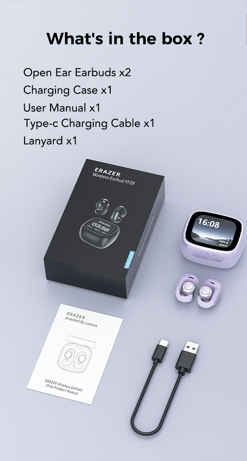 Lenovo ERAZER XF28 Al Smart Real-Time Translation Wireless Earphones ...