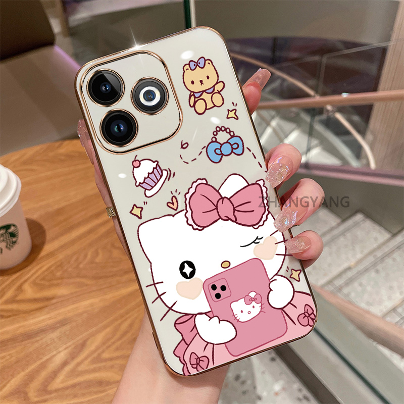 Case For OPPO A3 A3X Electroplated anti drop straight edge phone case ...