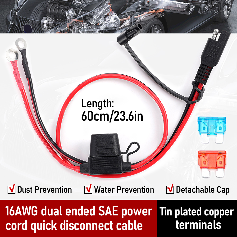 16AWG 60CM Double Headed SAE Power Wire Quick Disconnect Connection ...