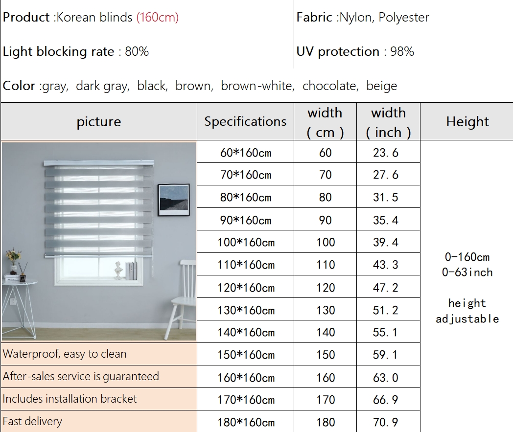 60/80/100/120/140/160 /180cm Width Modern Korean Blinds For Window ...