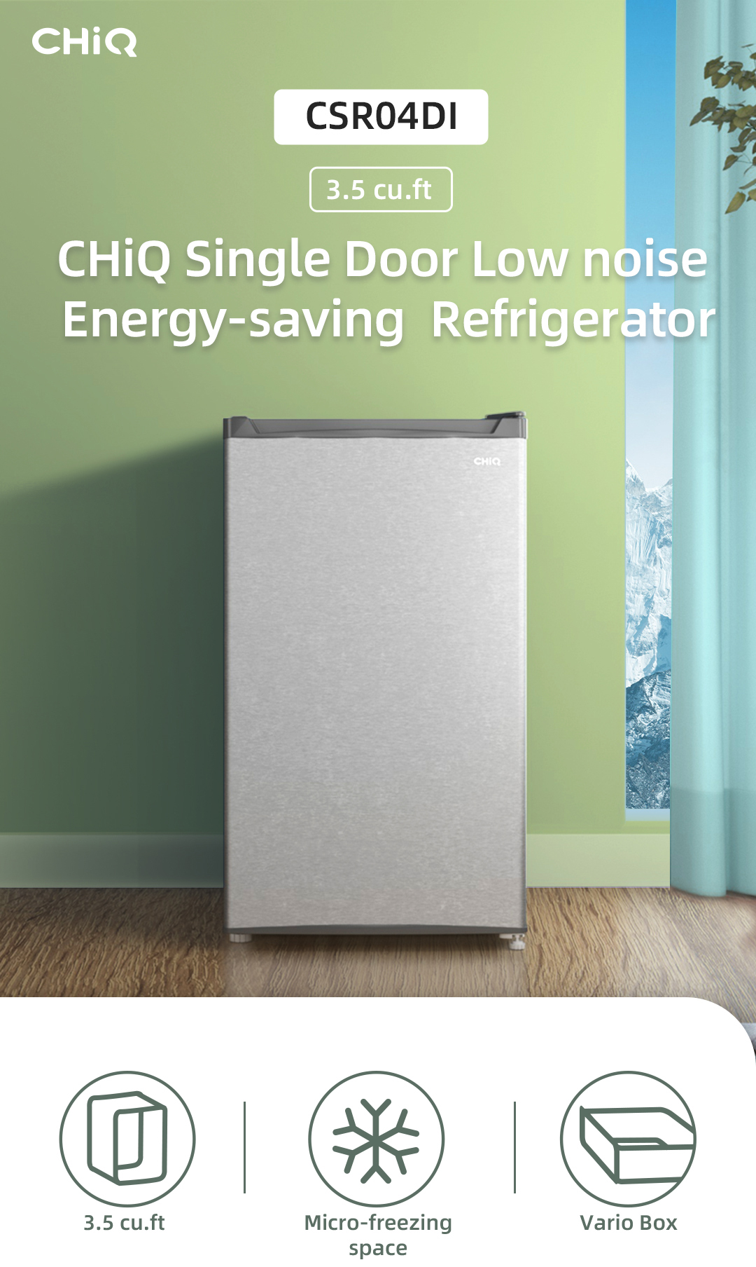 CHiQ 3.5 cu.ft. Single Door Refrigerator CSR04DI with Freezer Mini ...