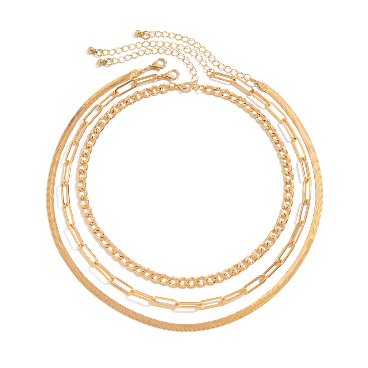 Cuban Link Trio Layered Set 3PC Adjustable Clavicle Chains Jewelry ...