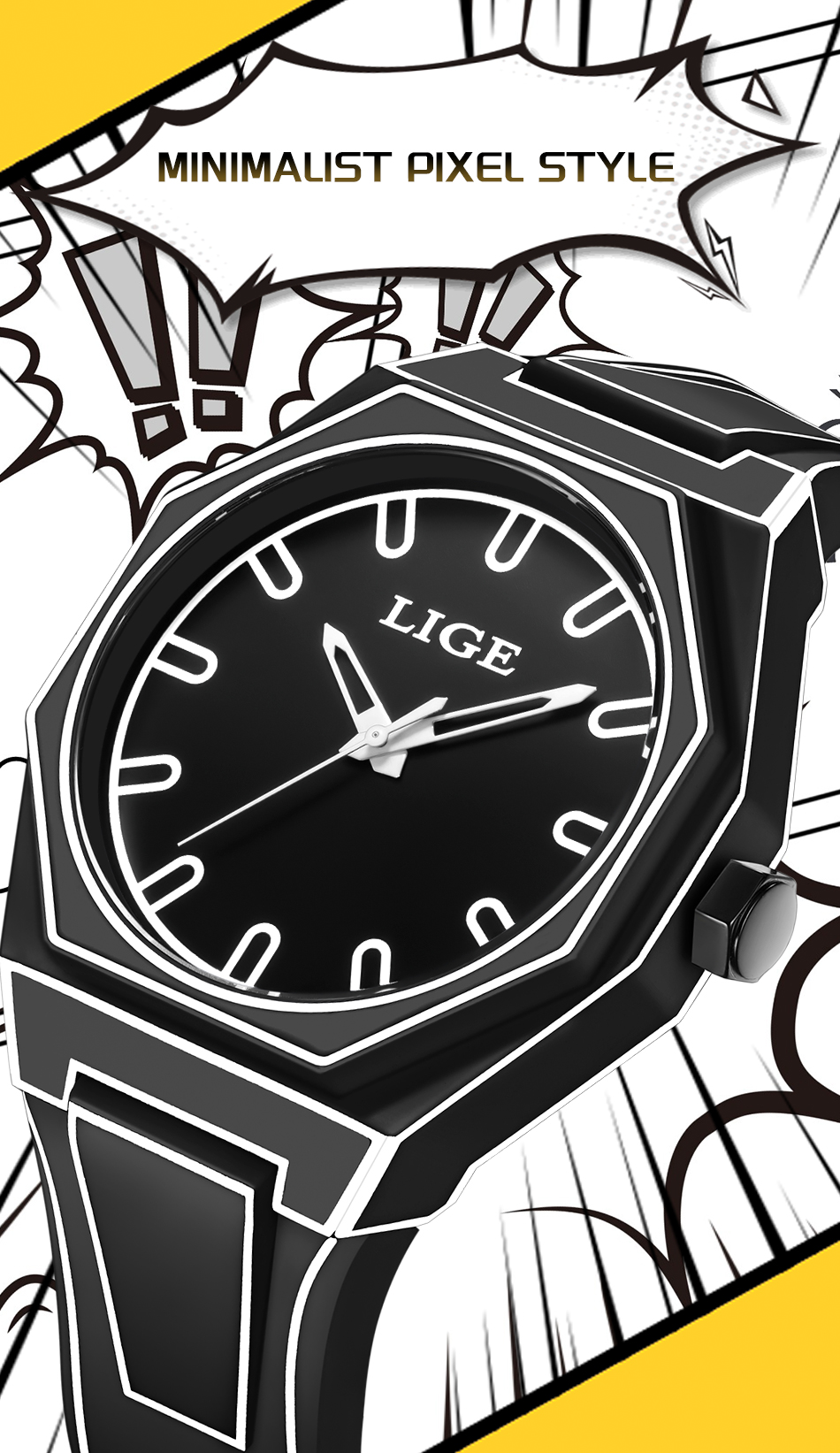 LIGE official Fashion Quartz Watch Relo Men's Original Fashion Business ...