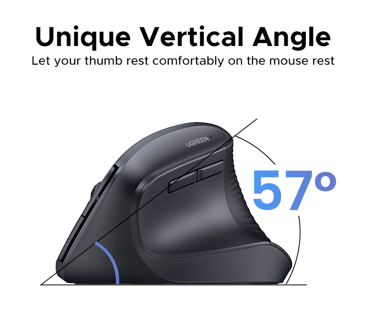 UGREEN Vertical 4000DPI 2.4G Ergonomic Wireless Silent Click Mouse 4 ...