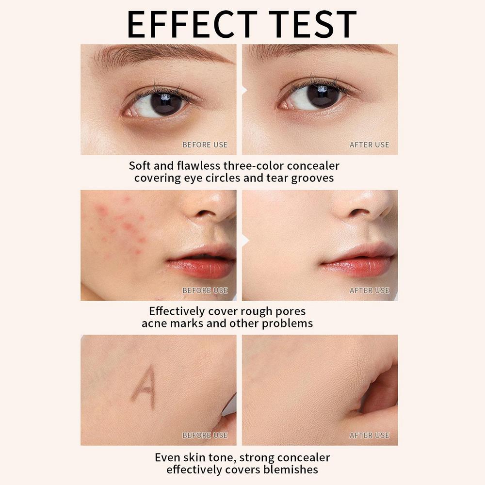 Tri-Color Waterproof Concealer: Long-Lasting, Portable & Whitening for ...