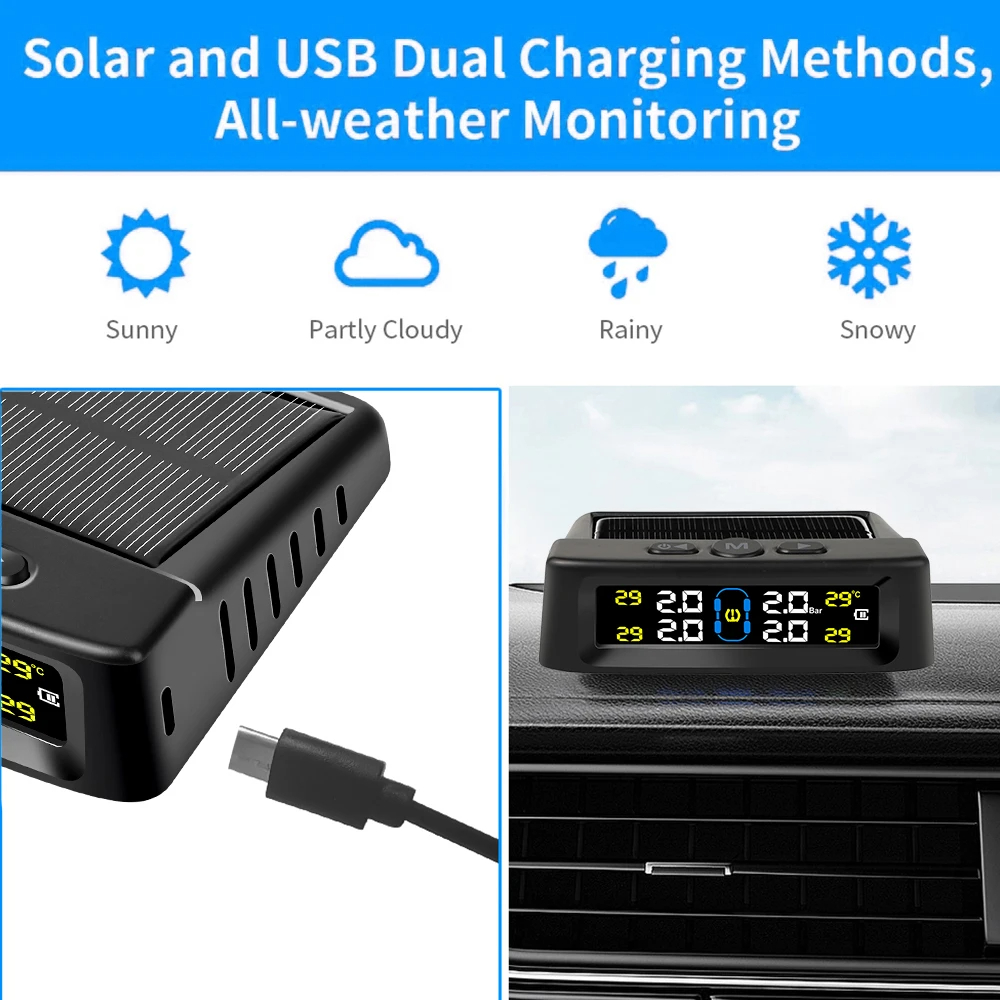 Solar Tire Pressure Monitor, Automotive Tire Pressure Monitoring System ...