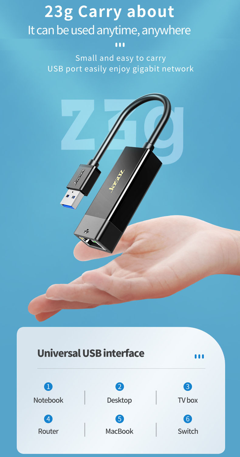 Jasoz USB 3.0 2.0 USB Gigabit Ethernet Adapter Rj45 Network Card ...