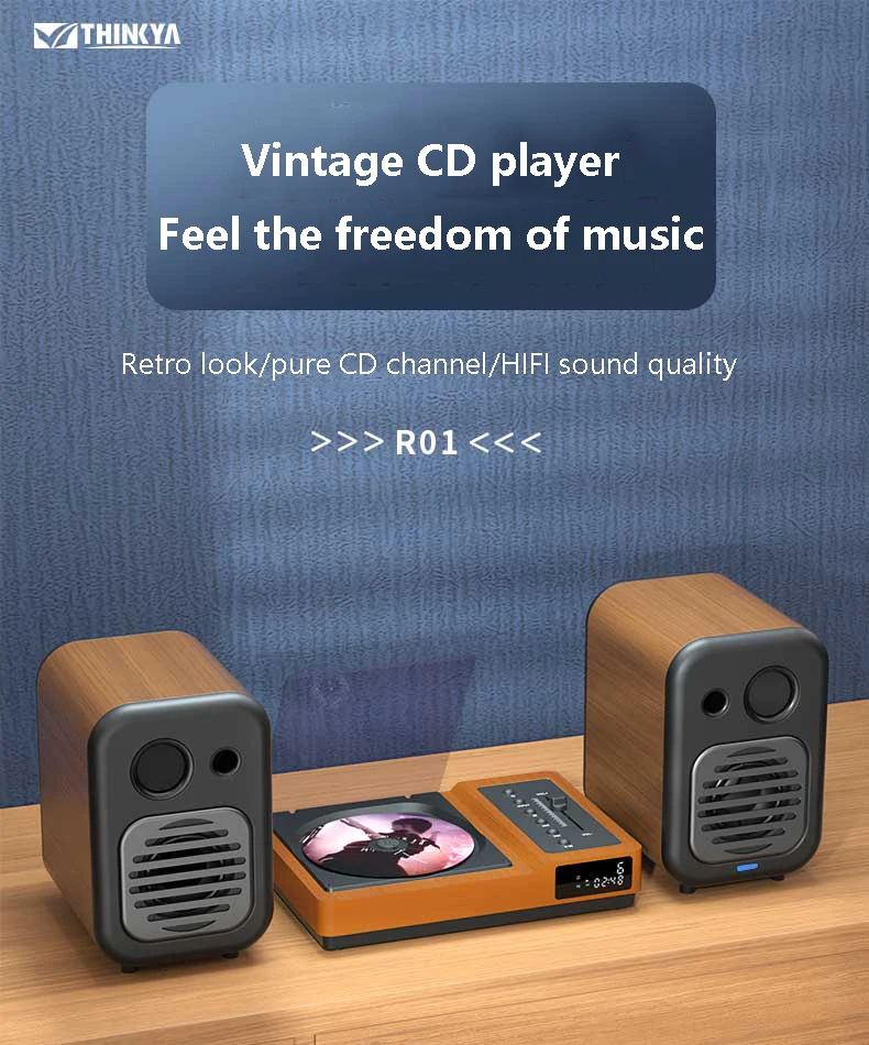 Vintage HIFI CD Player Bluetooth 5.2 High and Bass Adjustable Portable ...