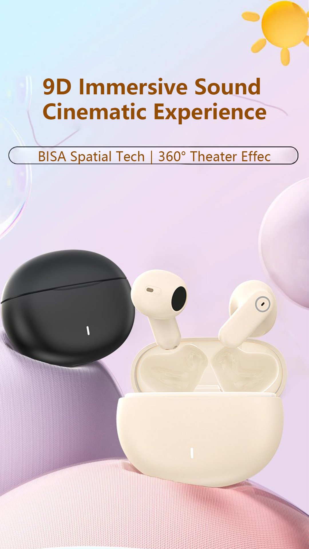 HQAi H8 Earbuds Build-in Mic Hi-Fi Sound Waterproof Bluetooth Earphones ...