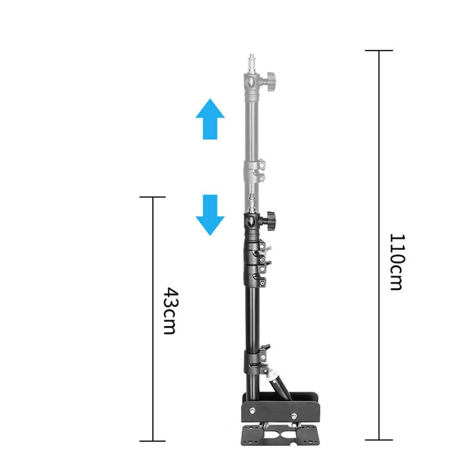 43cm-110cm Triangle Wall Mounting Boom Arm Light Stand 180°Flexible ...