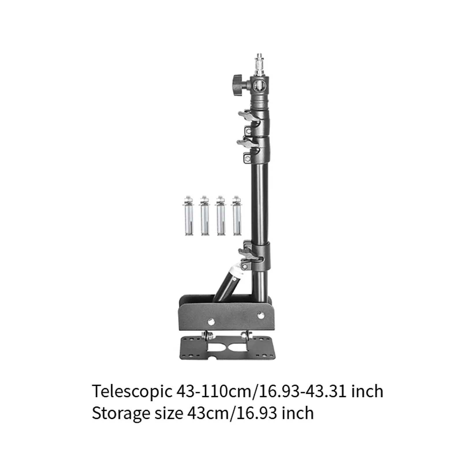43cm-110cm Triangle Wall Mounting Boom Arm Light Stand 180°Flexible ...