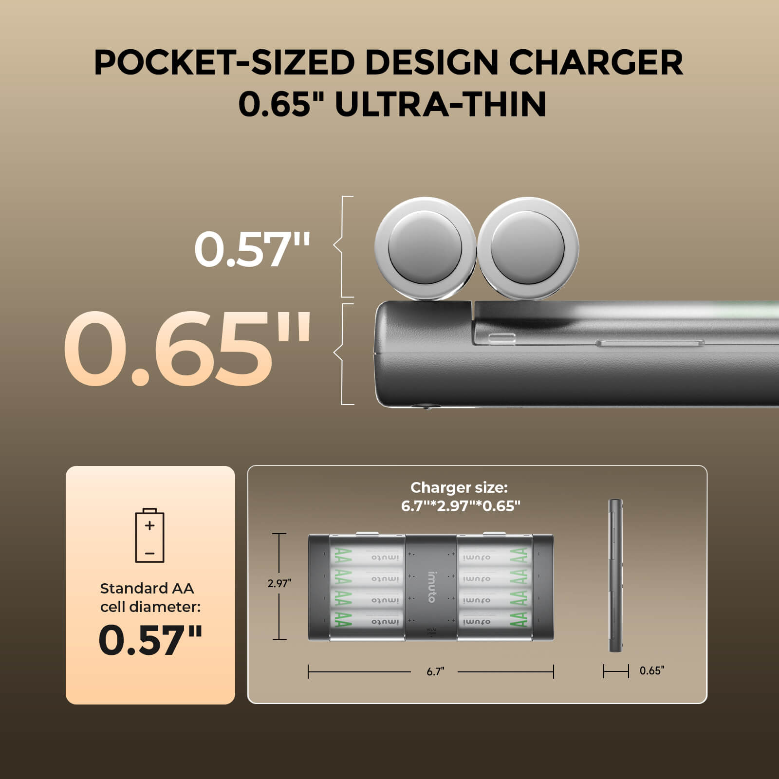 imuto AA 8pcs Lithium-ion Batteries Pack with Slim Charger, 2000 mWh 1 ...