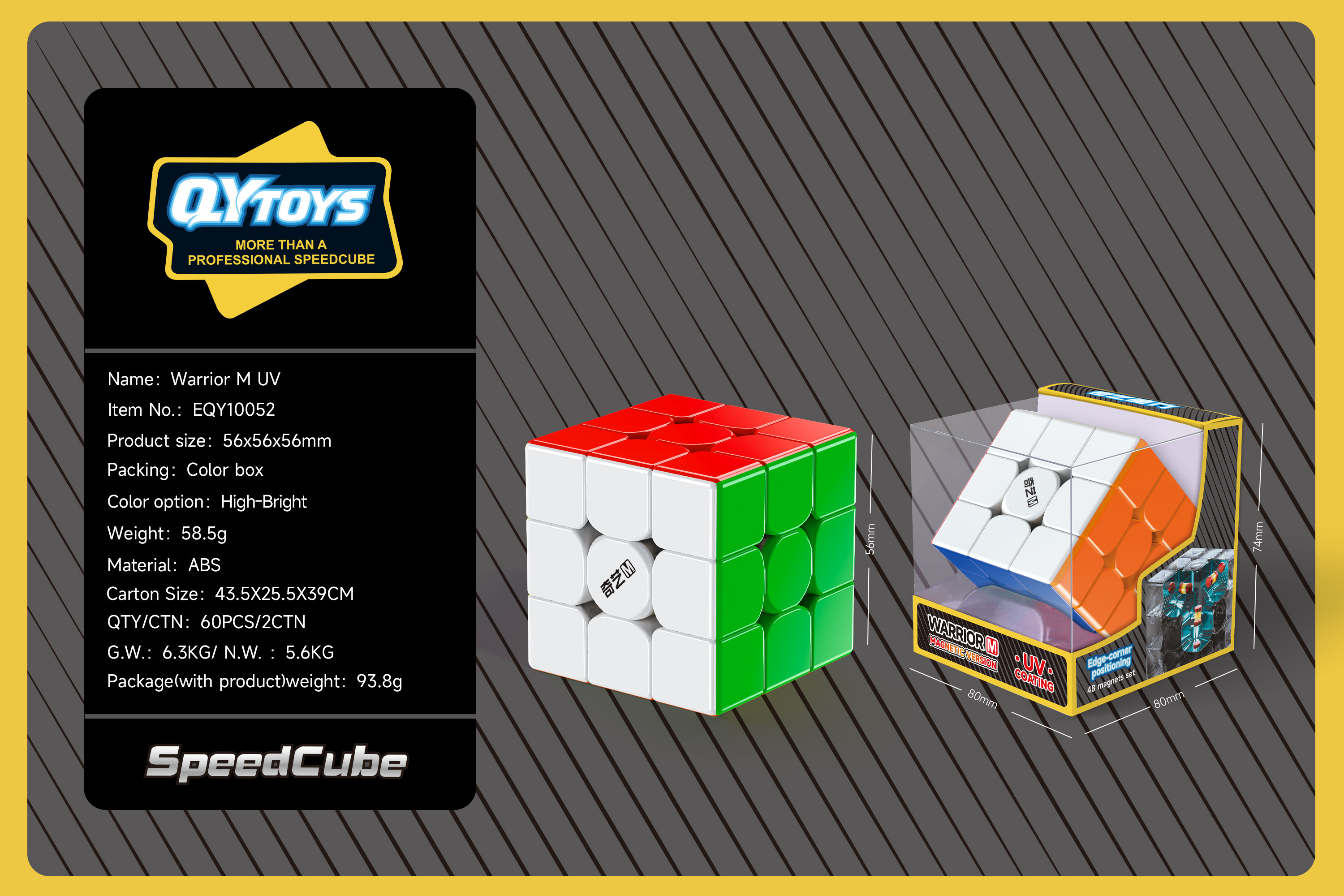 QiYi Warrior M 3x3 Magnetic Cube Super smooth Professional Warrior M UV ...