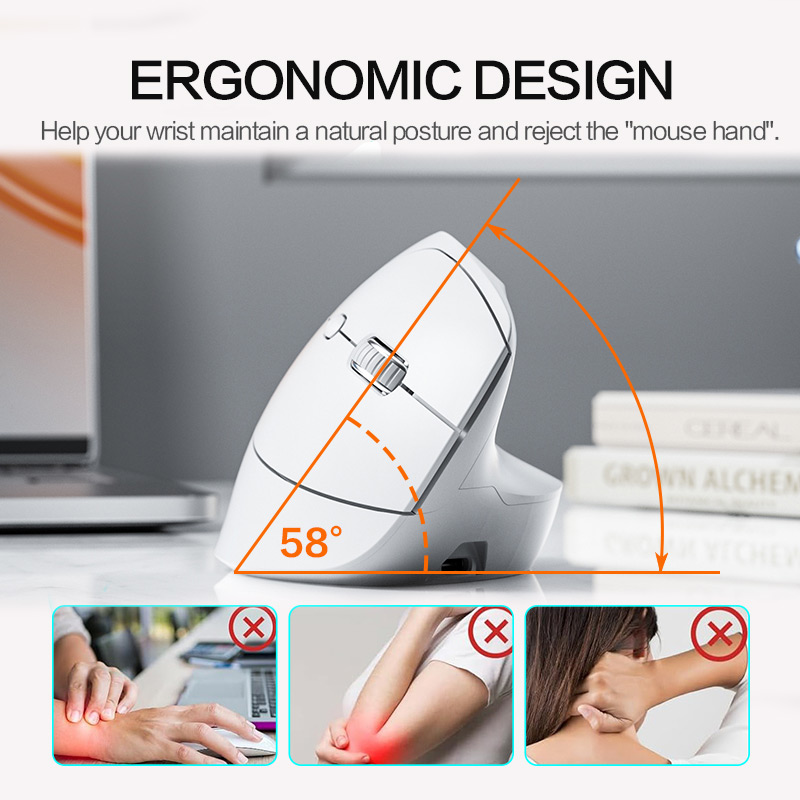 inphic Vertical Ergonomic Wireless Bluetooth Mouse Rechargeable ...