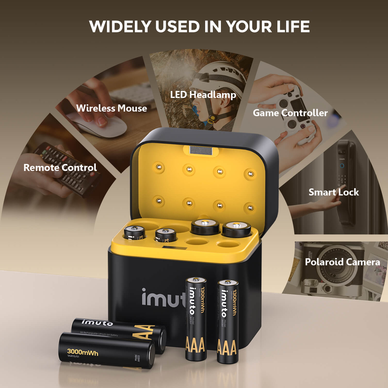 imuto Rechargeable 4AAA&4 AA Batteries Lithium-ion with Charger,8 Pcs 1 ...