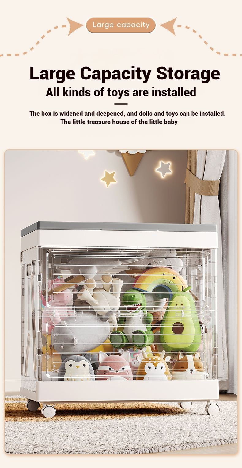 140L Large Capacity Foldable Storage Box with Wheels - Plastic Clothing ...