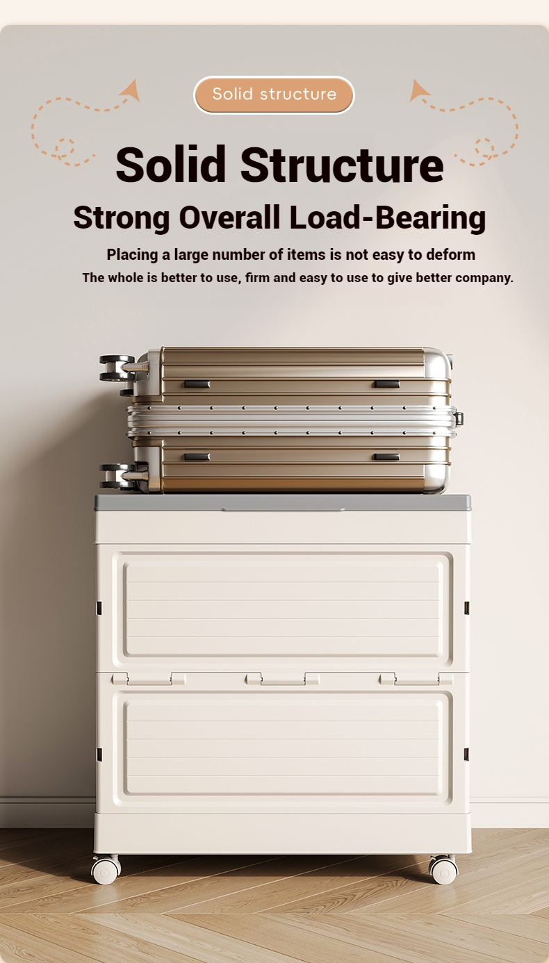 140L Large Capacity Foldable Storage Box with Wheels - Plastic Clothing ...