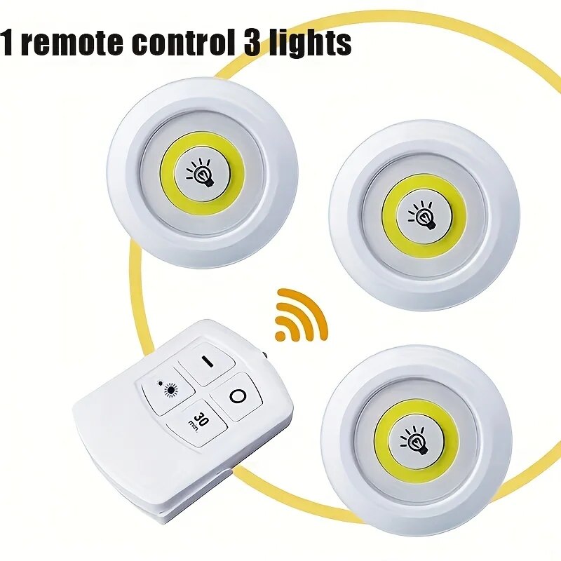 3/6PCS/set Super Bright Wireless Remote Control LED Light Adjustable ...