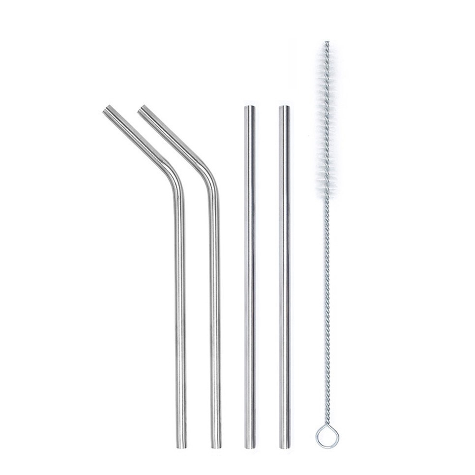 Stainless Steel Straw Set – Reusable Straight and Curved Straws with ...