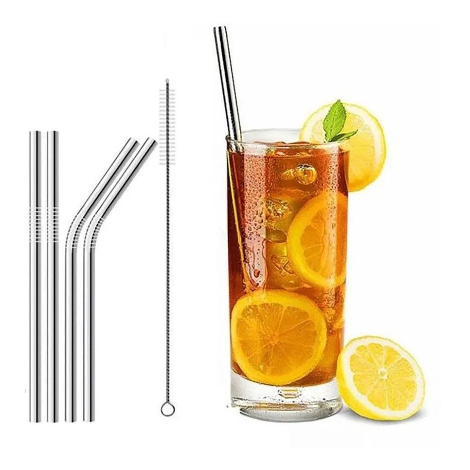 Stainless Steel Straw Set – Reusable Straight and Curved Straws with ...