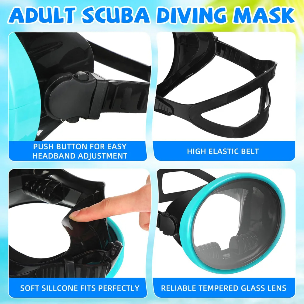Oval Diving Mask Spearfishing Mask Classic Retro-Style Panoramic Wide ...